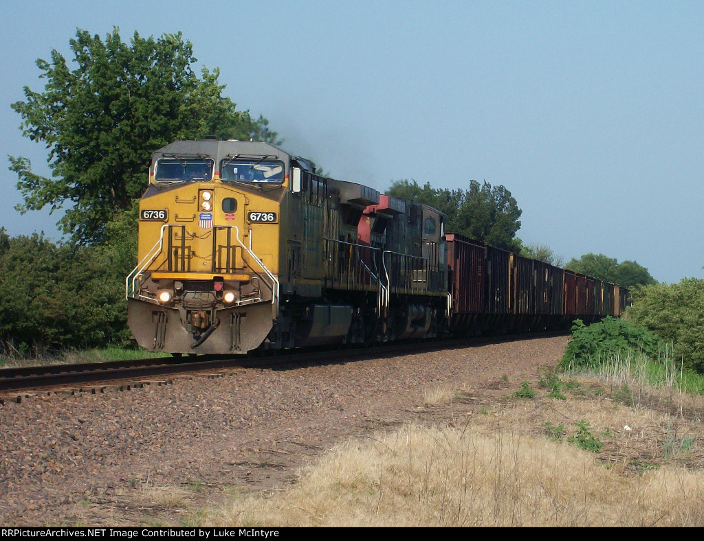 UP 6736 westbound UP empty coal train